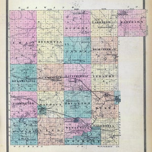 1878 Map of Waupaca County Wisconsin - Etsy