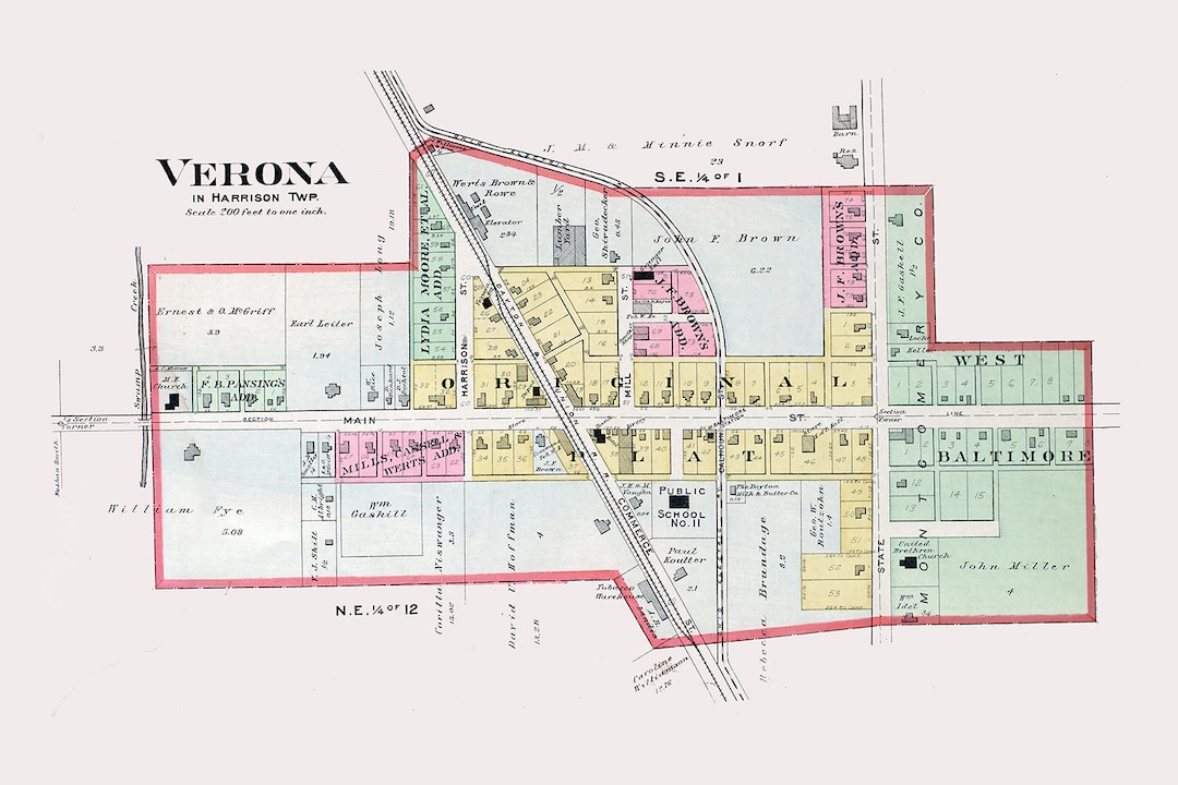 1912 Map of Verona Preble County Ohio - Etsy