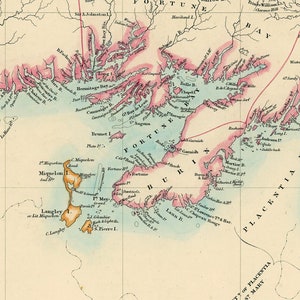 1884 Map of Newfoundland Canada - Etsy