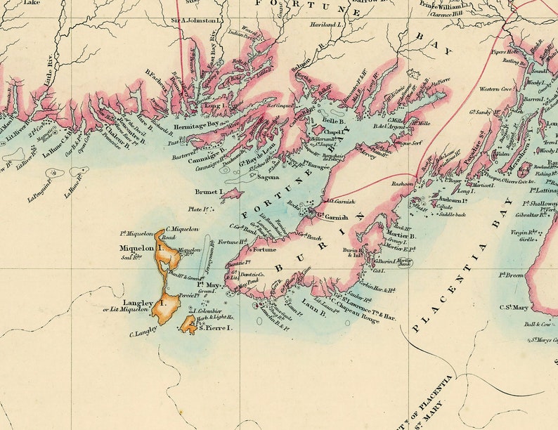 1884 Map of Newfoundland Canada - Etsy