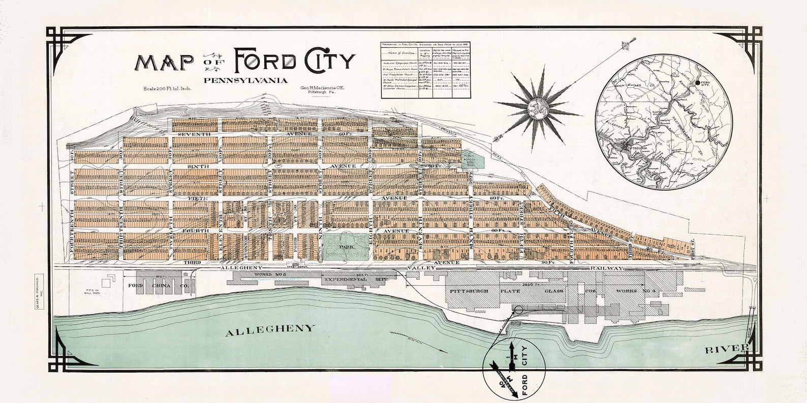 1898 Map of Ford City Pennsylvania - Etsy
