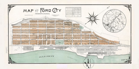 1898 Map of Ford City Pennsylvania | Etsy