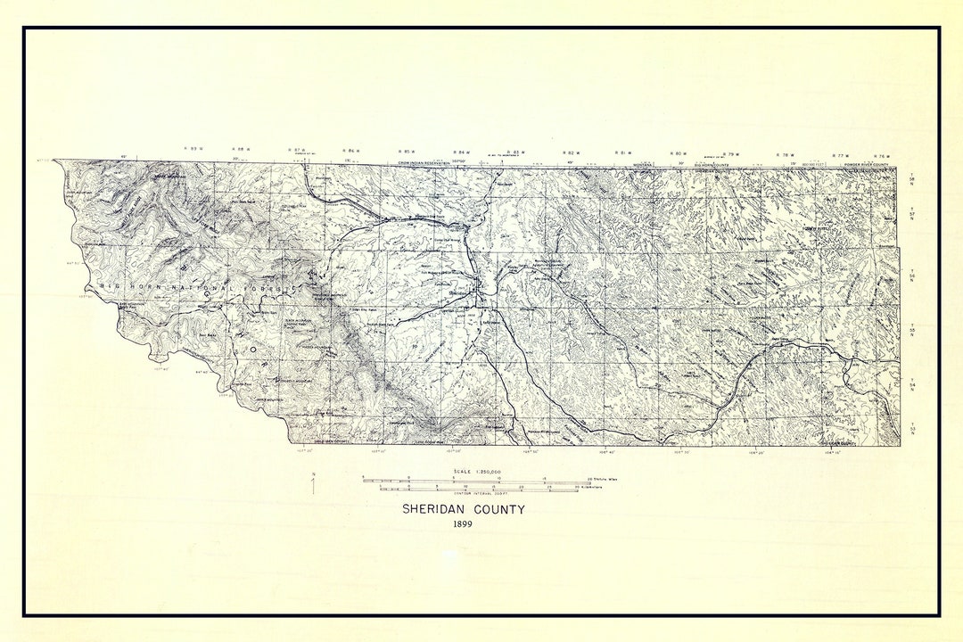 1899 Map of Sheridan County Wyoming - Etsy