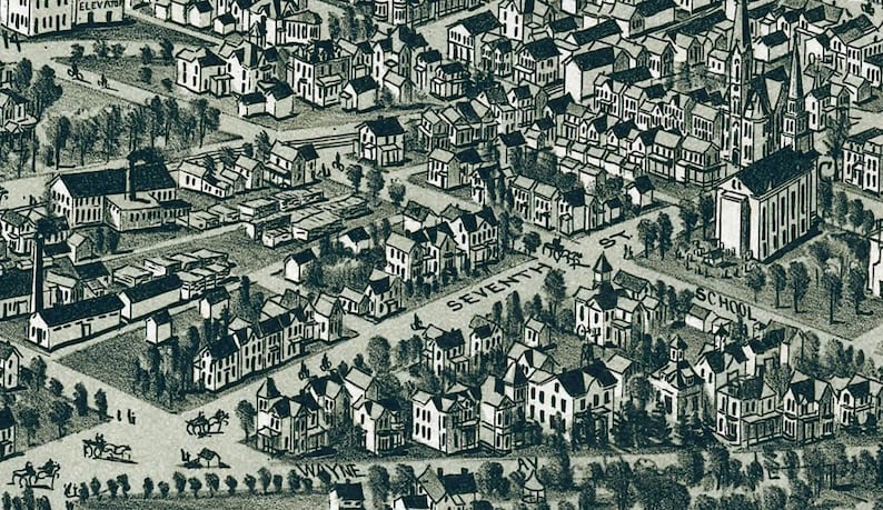 1900 Aerial Panoramic Map of Indiana Indiana County PA - Etsy
