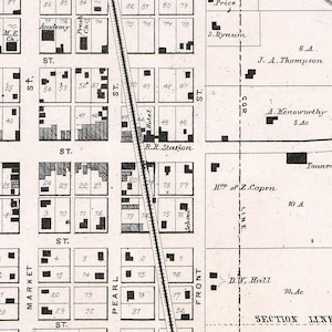 1865 Town Map of Thorntown Boone County Indiana - Etsy