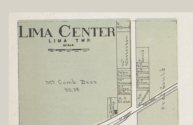 1917 Map of Lima Center and Lima Township Rock County - Etsy