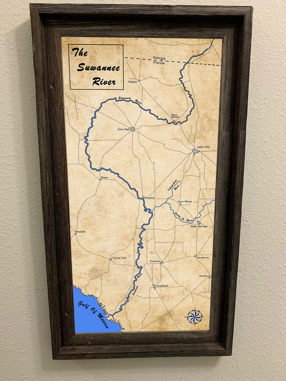Map of the Suwannee River Florida Framed - Etsy