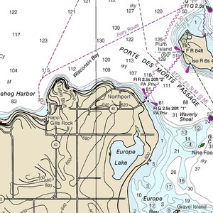 2016 Nautical Map of Upper Green Bay to Baileys Harbor Door County ...