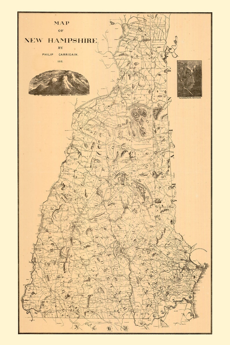 1816 Map of New Hampshire - Etsy