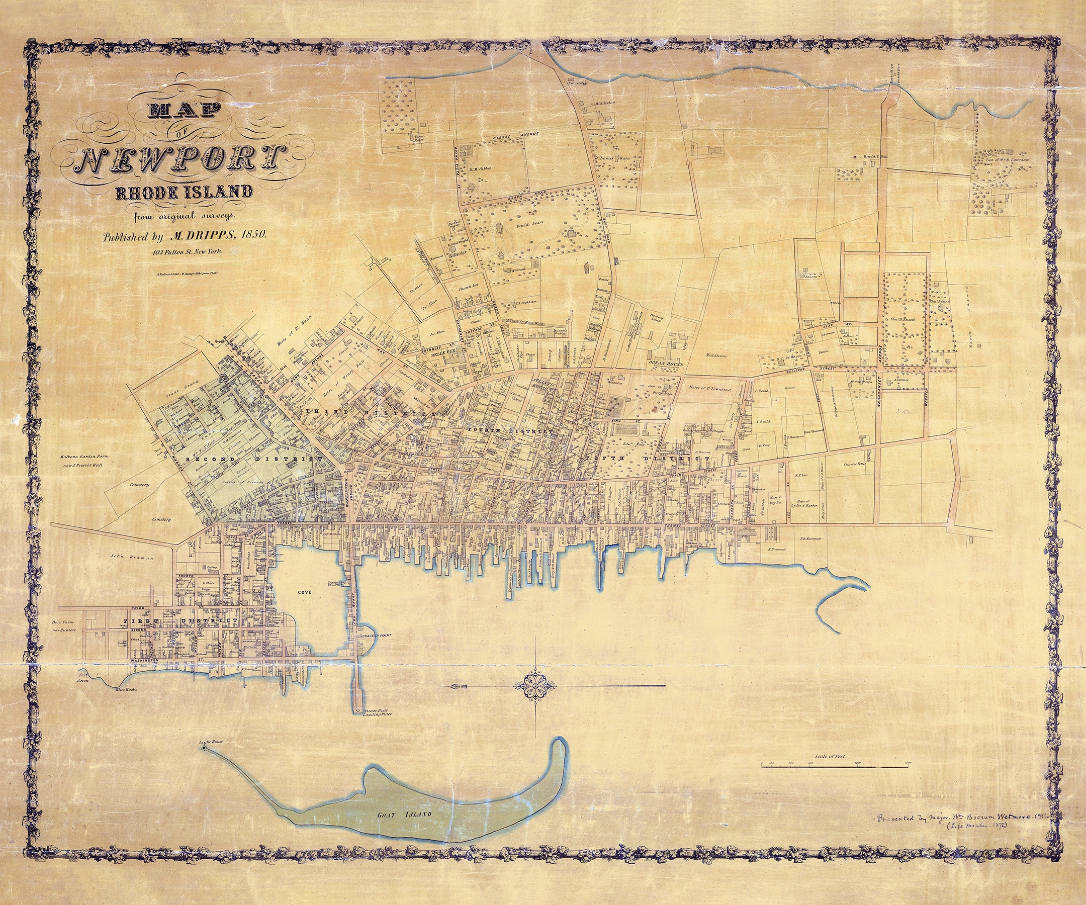 1850 Map of Newport Rhode Island - Etsy