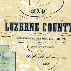 1860 Map of Luzerne County Pennsylvania - Etsy