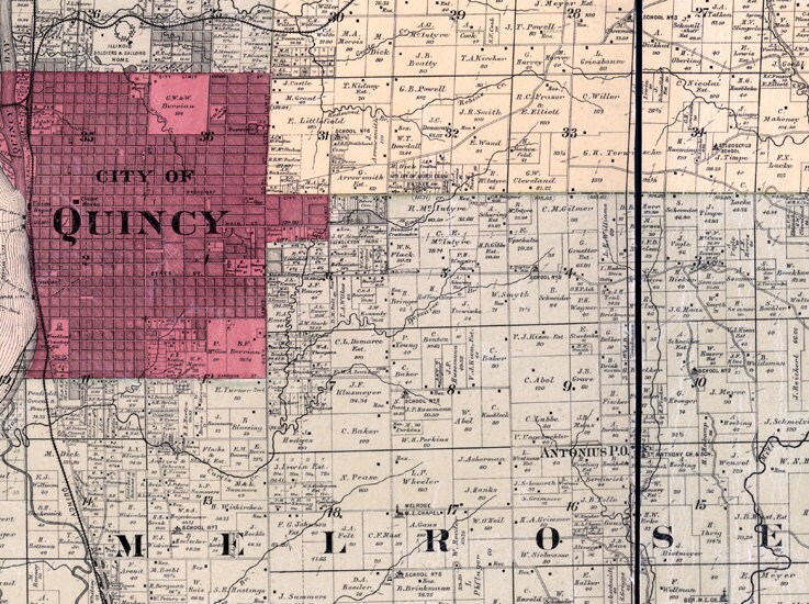 1889 Farm Line Map of Adams County Illinois Quincy - Etsy