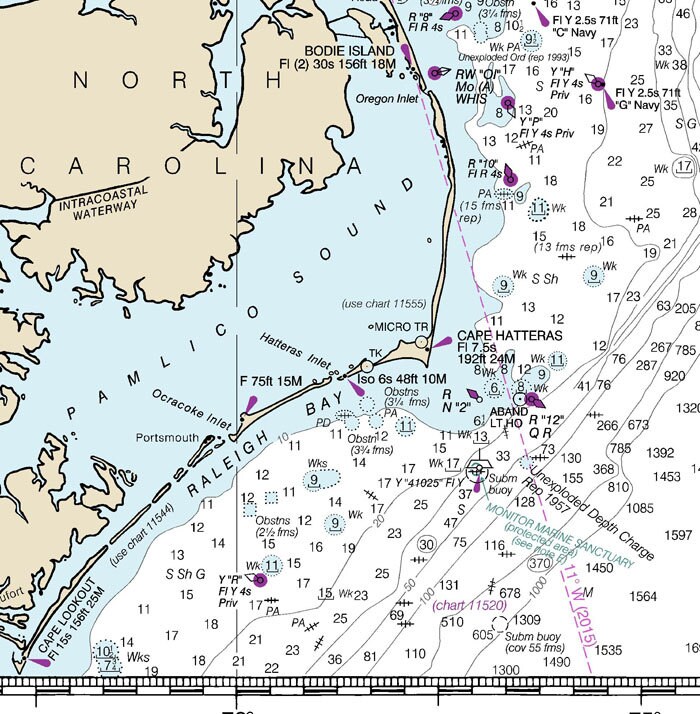 2015 Nautical Map of Cape Sable to Cape Hatteras - Etsy
