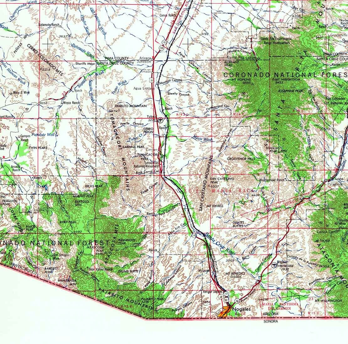 1956 Topo Map of Nogales Arizona Coronado National Forest - Etsy