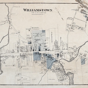 1876 Town Map of Williamstown Massachusetts - Etsy