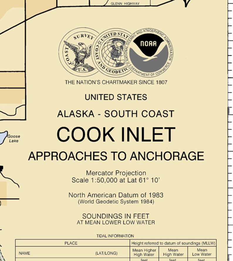 2011 Nautical Map of Cook Inlet Anchorage Alaska - Etsy