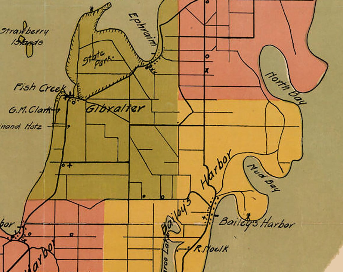 1915 Map of Door County Wisconsin | Etsy