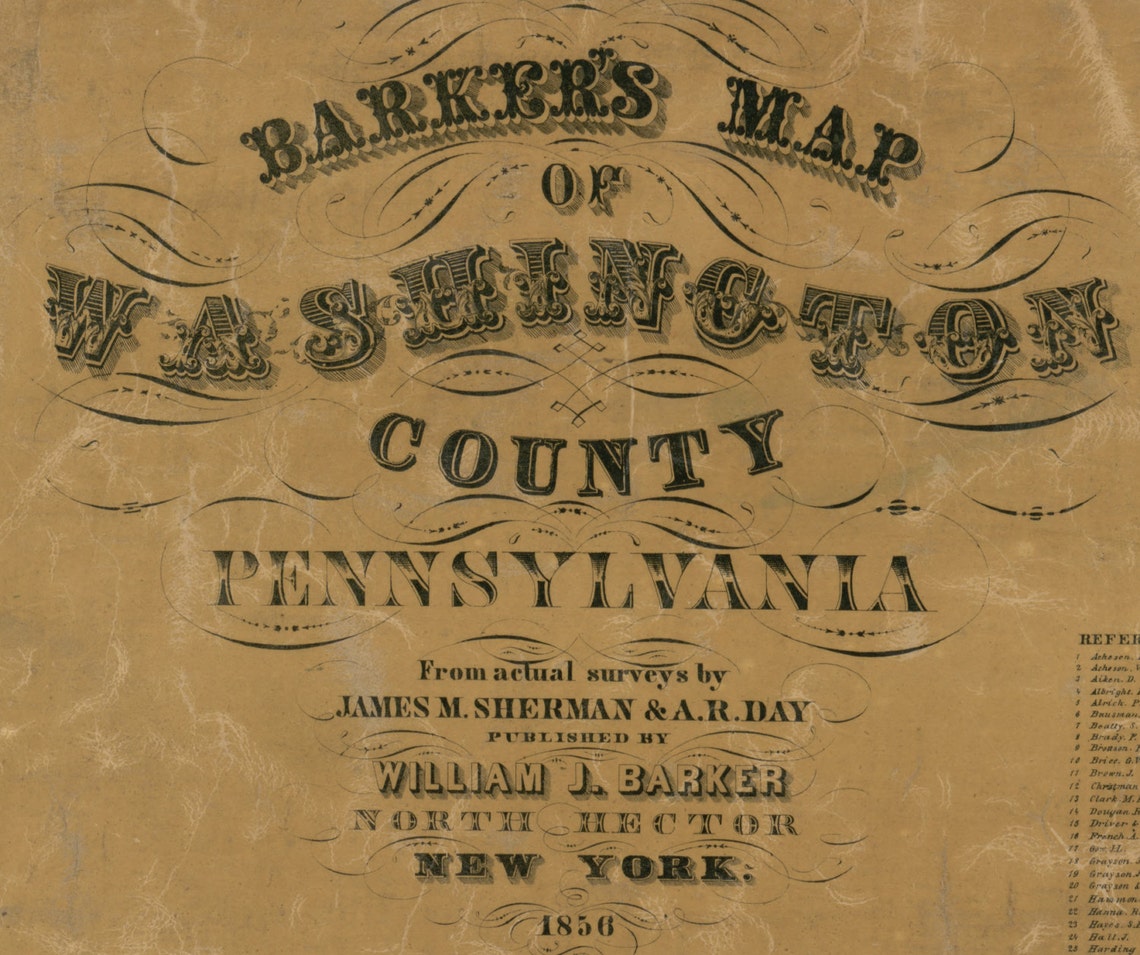 1856 Map of Washington County PA From Actual Surveys - Etsy