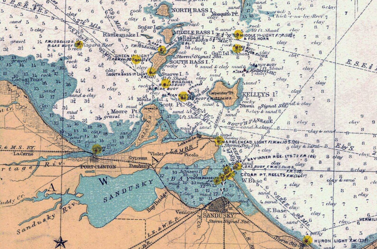 1903 Nautical Map of Lake Erie USA & Canada Presque Isle | Etsy