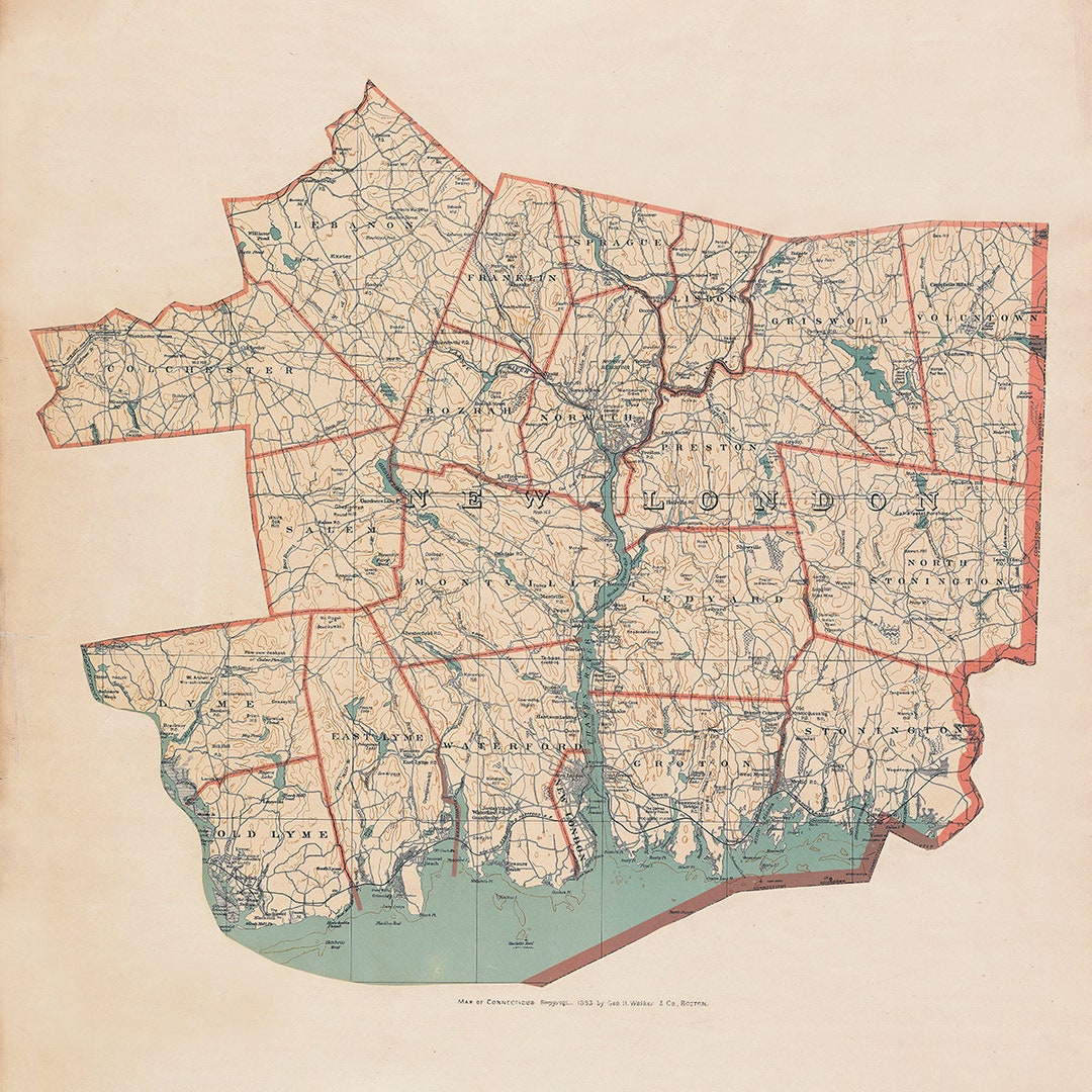 1893 Map of New London County Connecticut - Etsy
