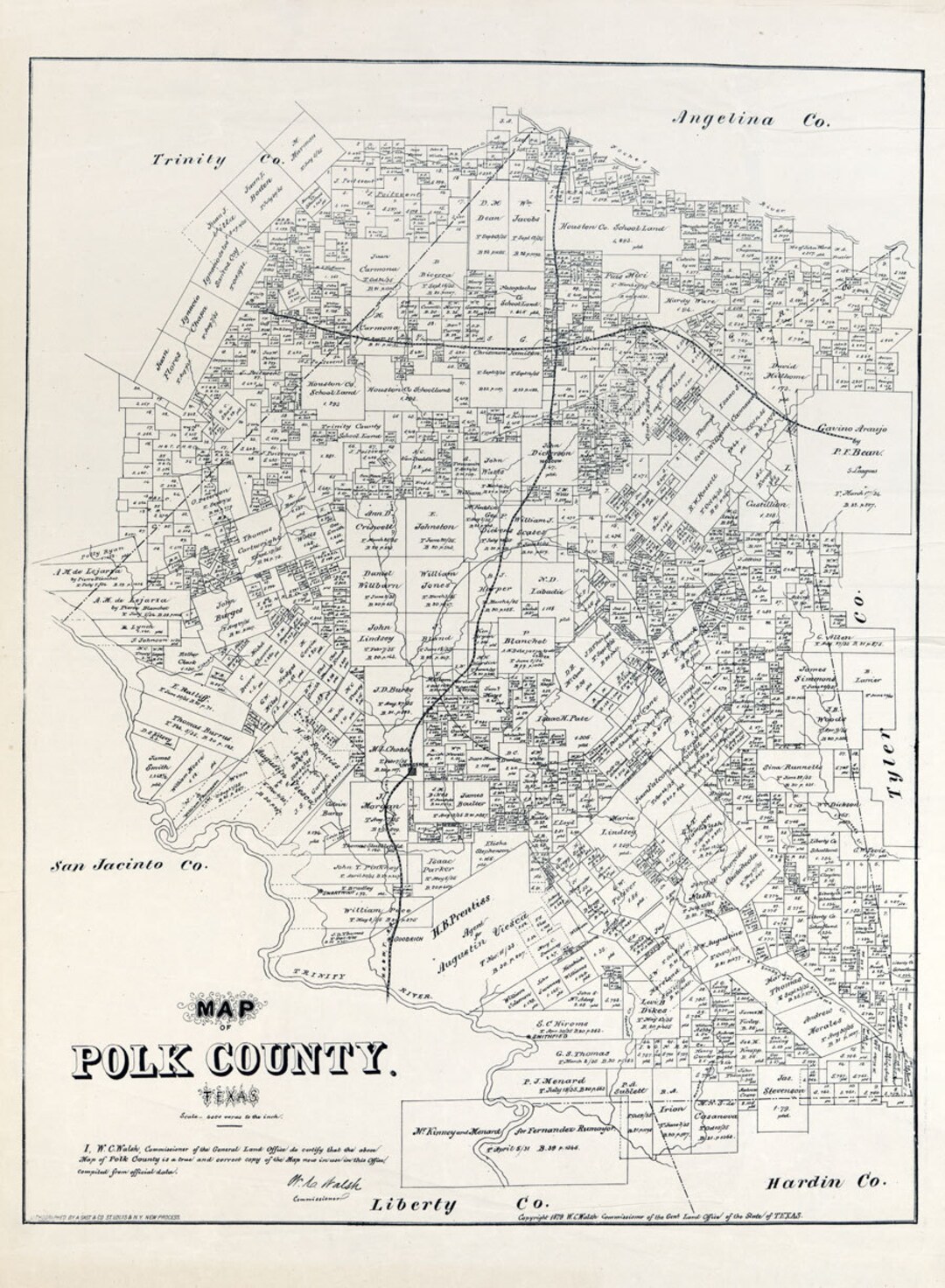 1879 Farm Line Map of Polk County Texas - Etsy