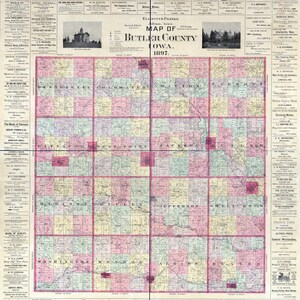 1897 Map of Butler County Iowa Clarksville - Etsy