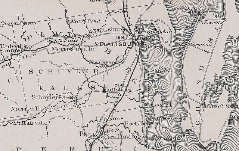 1869 Map of the Saranac Lakes New York - Etsy