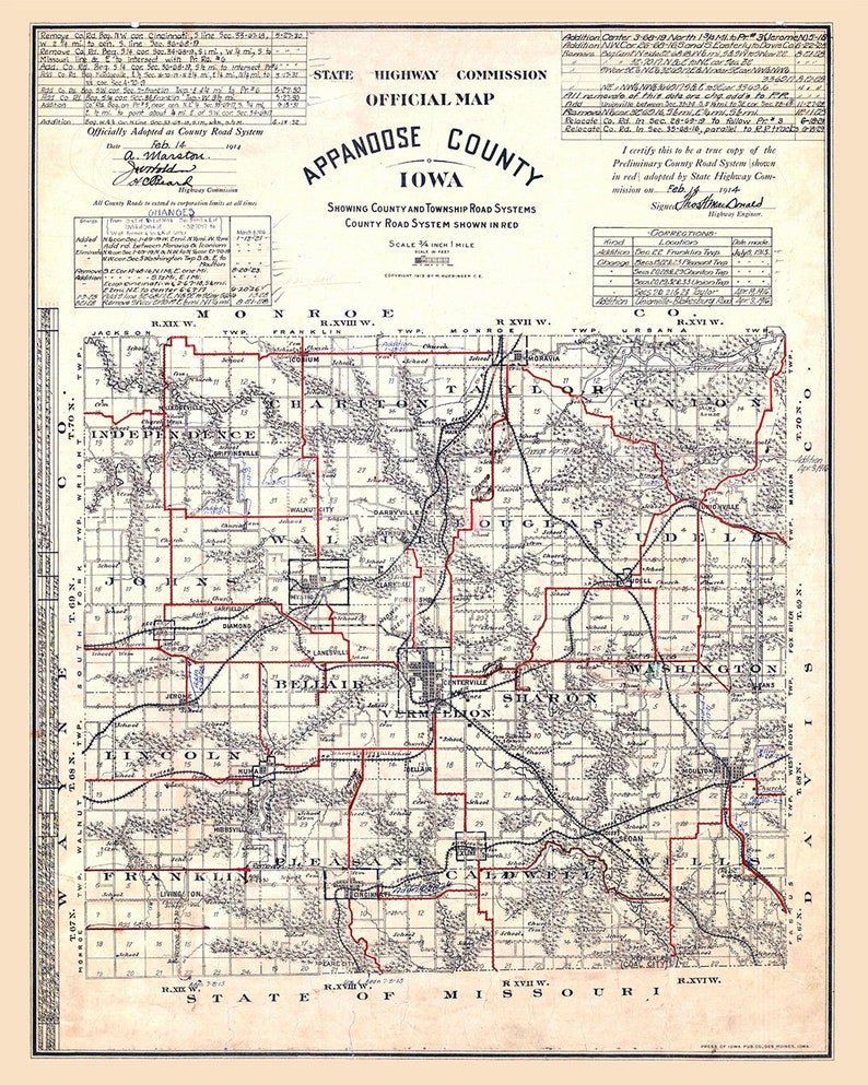 1914 Map of Appanoose County Iowa - Etsy