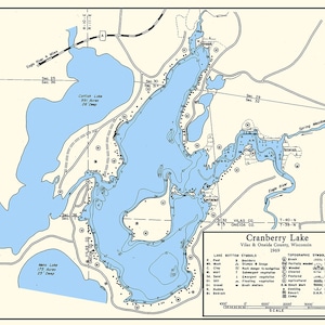 1969 Map of Cranberry Lake Vilas and Oneida County Wisconsin - Etsy