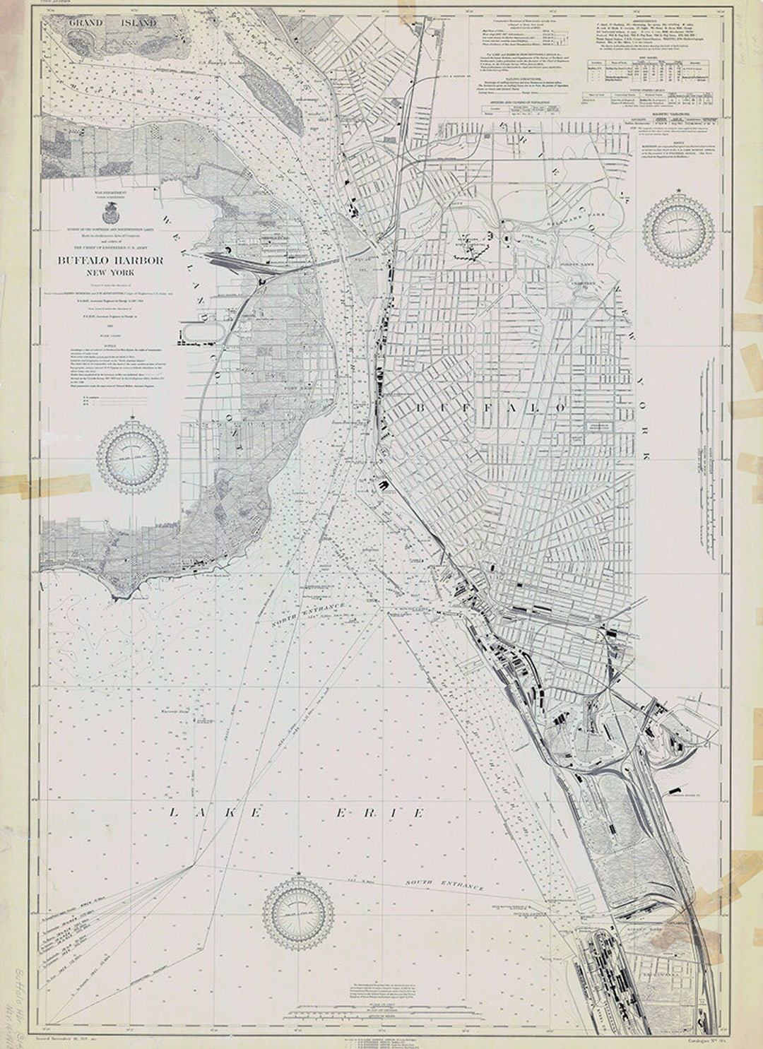 1918 Nautical Map of Buffalo Harbor New York - Etsy