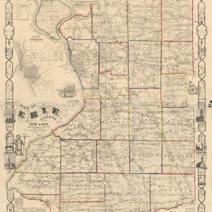 1854 Farm Line Map of Erie County NY From Actual Surveys Buffalo - Etsy