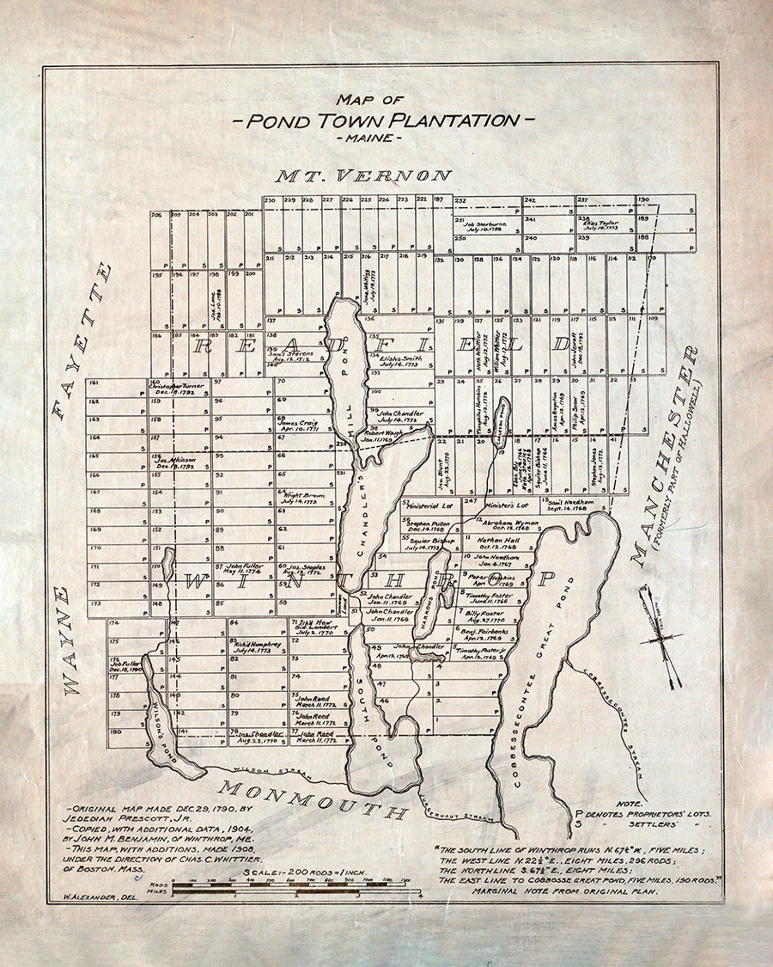 1908 Map of Pond Town Plantation Maine | Etsy