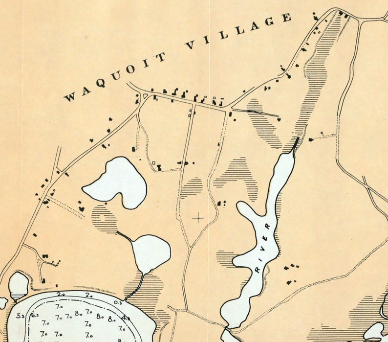 1900 Map of Waquoit Bay Falmouth Massachusetts - Etsy