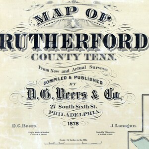 1878 Map of Rutherford County Tennessee Murfreesboro - Etsy