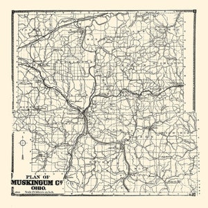 1866 Map of Muskingum County Ohio - Etsy