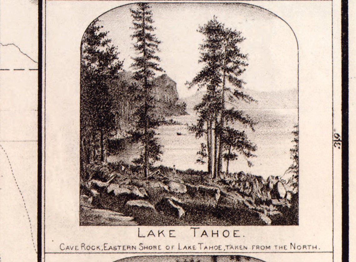 1874 Map of Lake Tahoe and Surrounding Country | Etsy