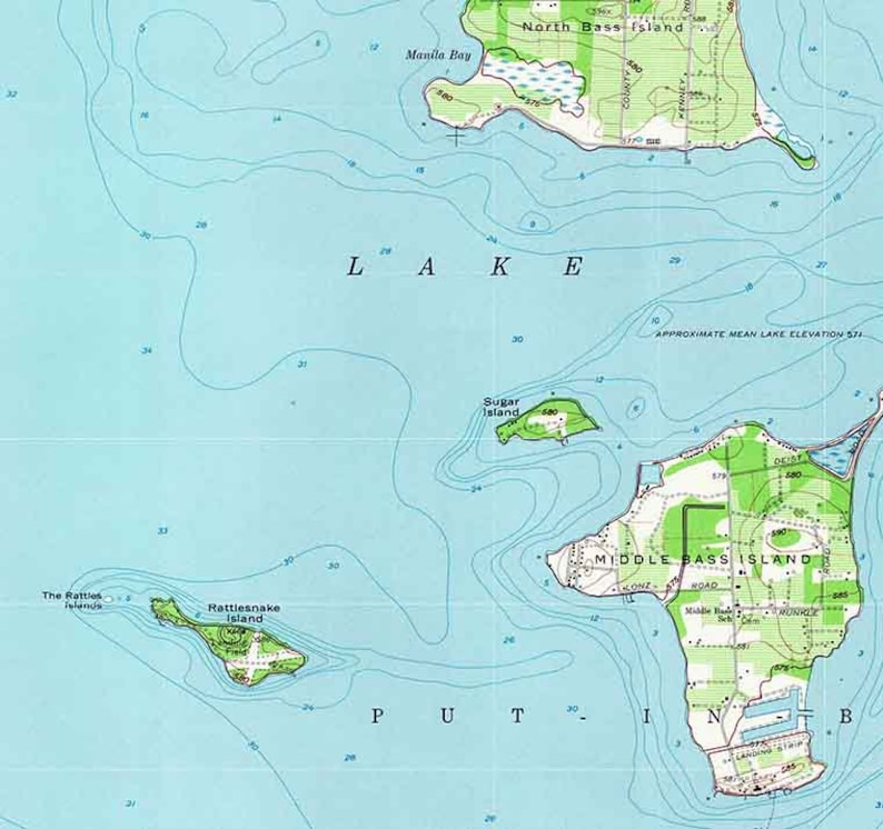 1969 Topo Map of Put in Bay Islands Lake Erie - Etsy
