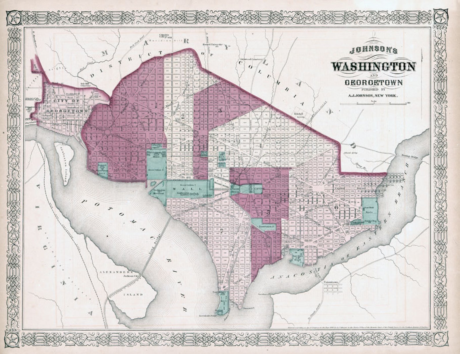 1869 Map of Washington DC and Georgetown - Etsy