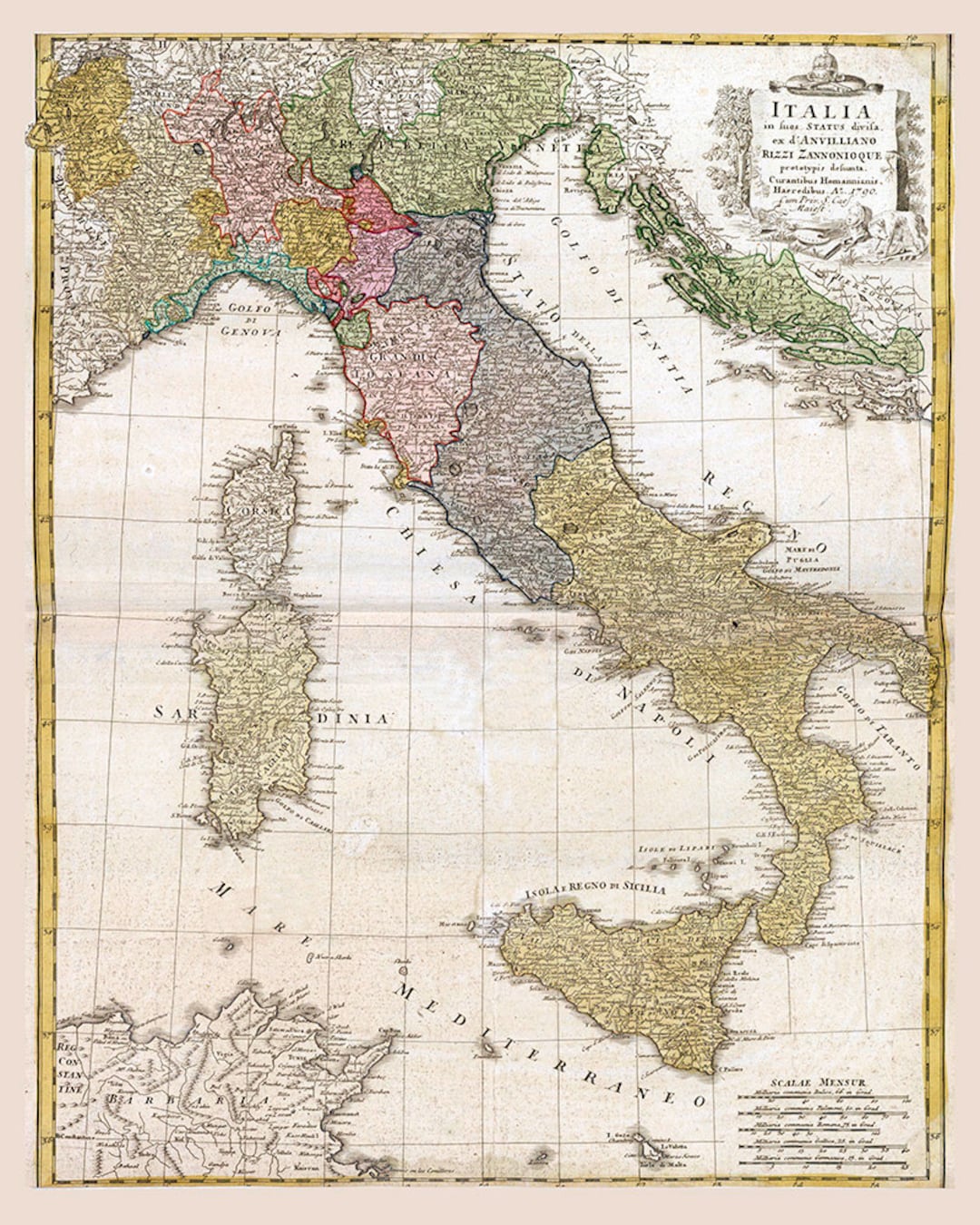 1790 Map of Italy - Etsy