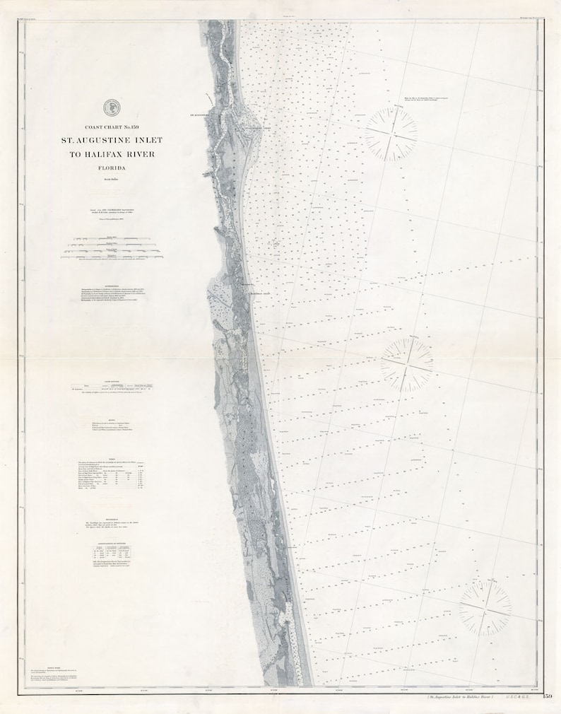 1893 Nautical Map of St Augustine Inlet Florida - Etsy