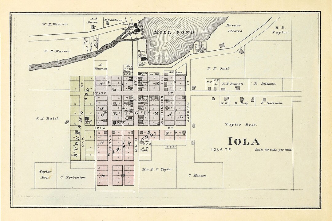 1889 Town Map of Iola Waupaca County Wisconsin - Etsy