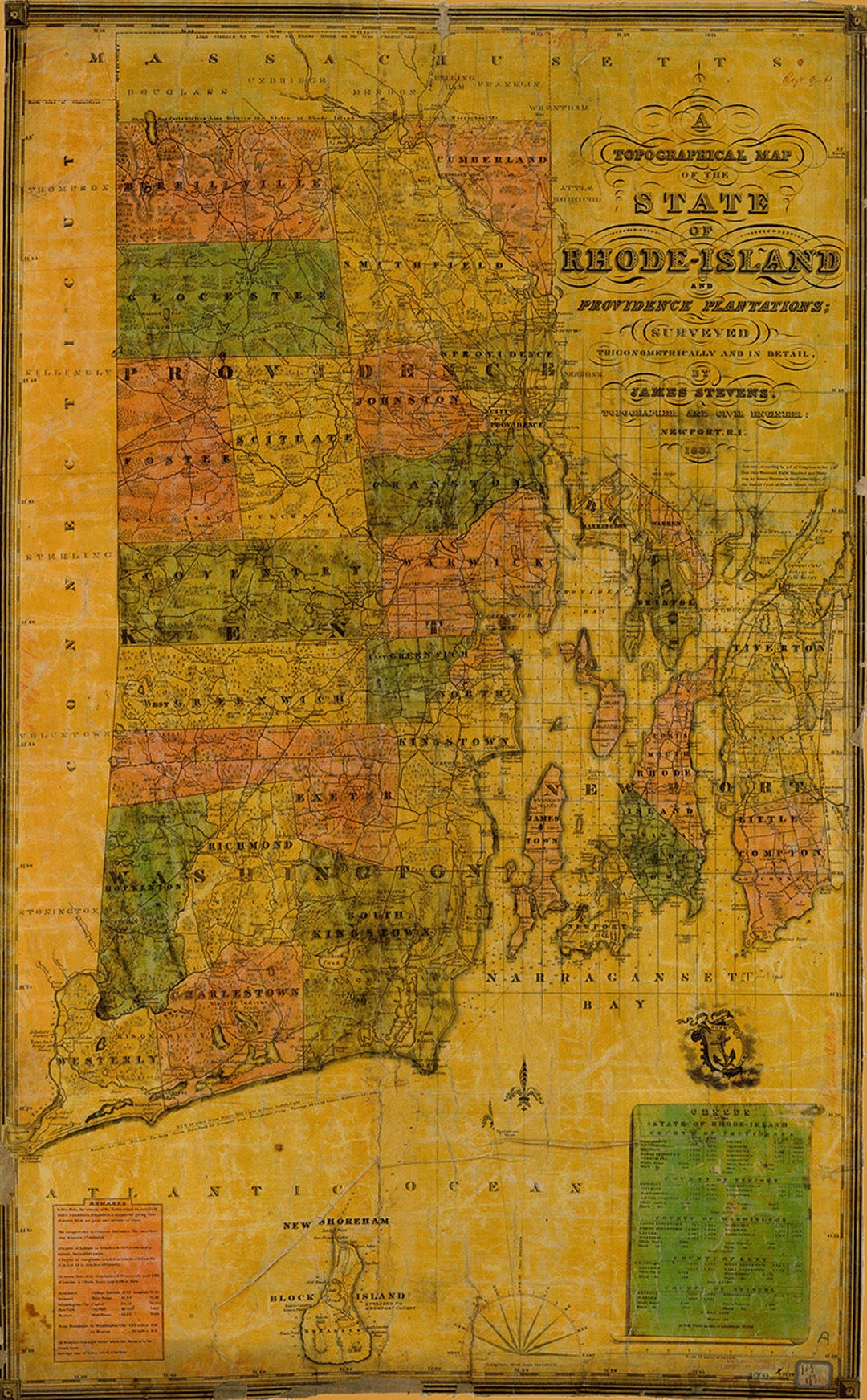 1831 Map of the State of Rhode Island - Etsy