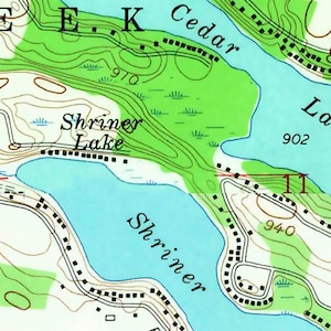 1966 Map of Tri-lakes Indiana Cedar Lake Round Lake and Shriner Lake - Etsy