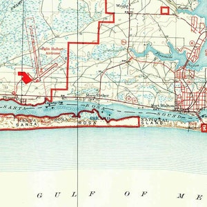 1938 Topo Map of Mary Esther Florida Quadrangle Fort Walton Beach - Etsy