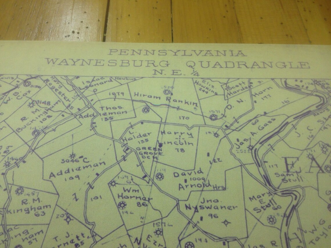 1911 Farm & Gas Well Map Waynesburg Quad Greene County Pa - Etsy