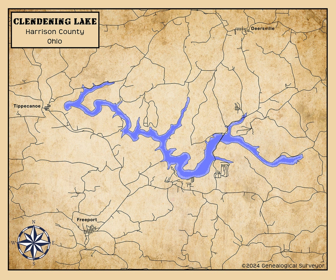 2024 Map of Clendening Lake Harrison County Ohio - Etsy