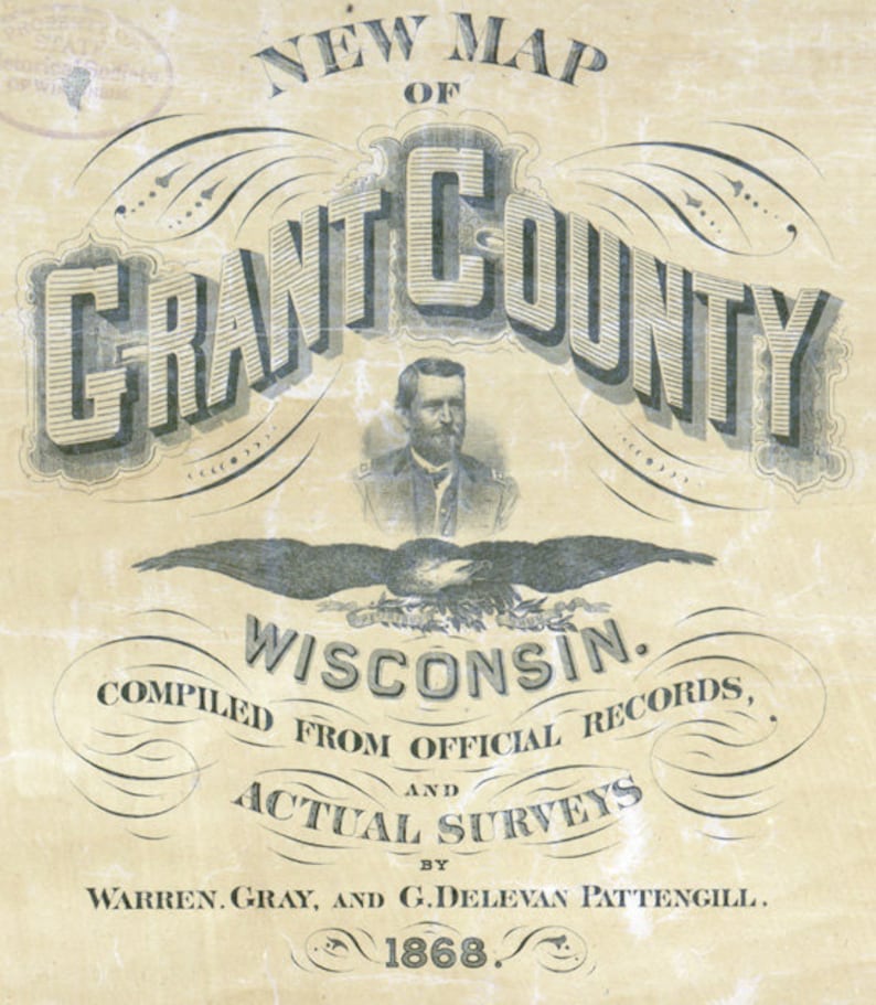 1868 Map of Grant County Wisconsin Platteville - Etsy