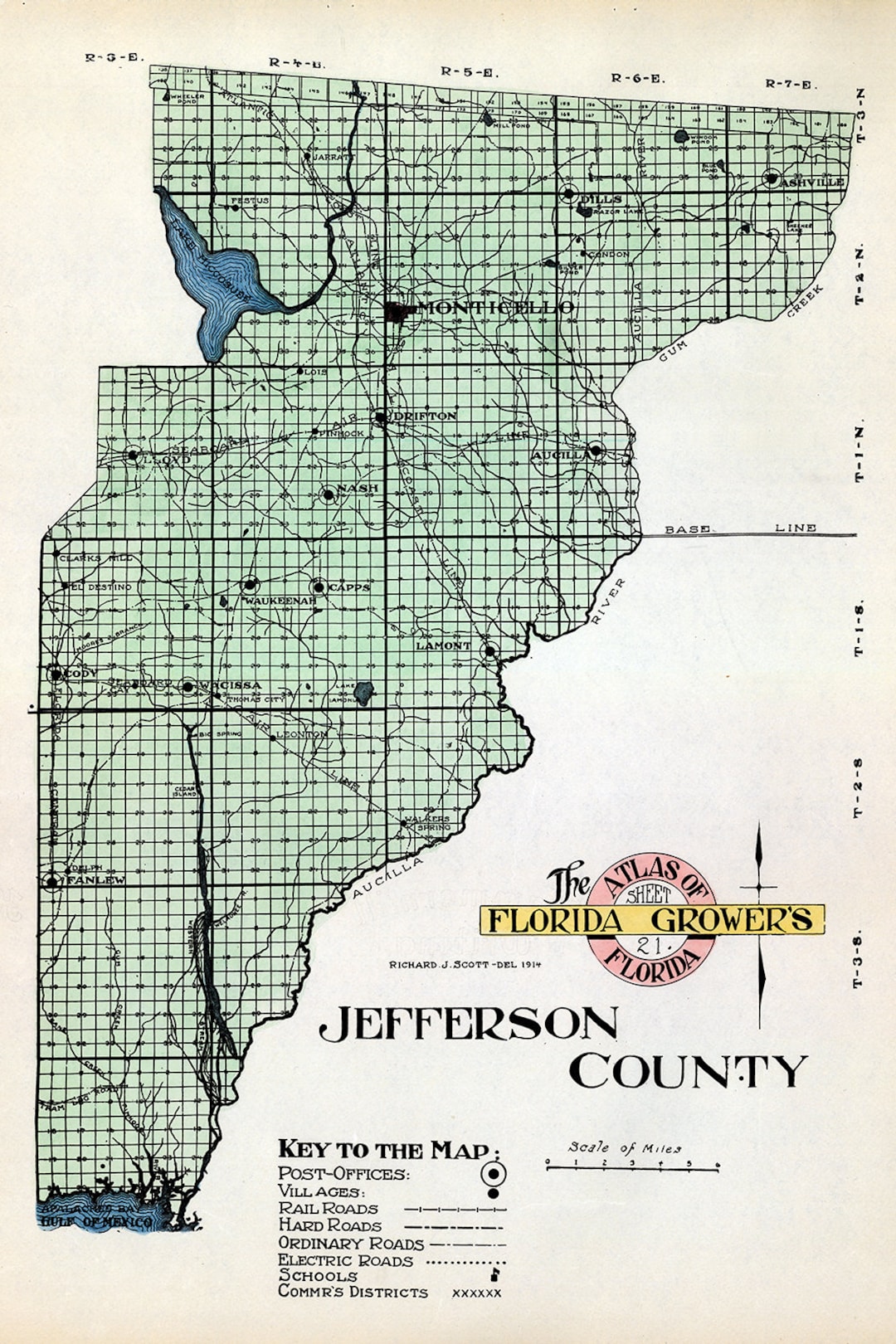 1914 Map of Jefferson County Florida - Etsy