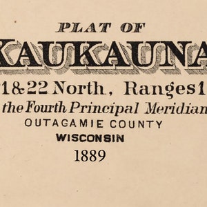 1889 Map of Kaukauna Township Outagamie County Wisconsin - Etsy