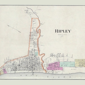 1877 Town Map of Ripley Brown County Ohio - Etsy